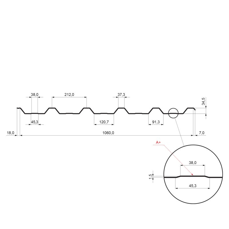 Trapéz strešný s prelisom TR 35A+ | Metalskoba.sk